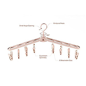 Fineget Foldable Clothes Travel Hangers with Clips Clothes Drying Racks Socks Lingerie Plastic Non Slip Skirt Hangers Closet Laundry Organization Hangers Pnk