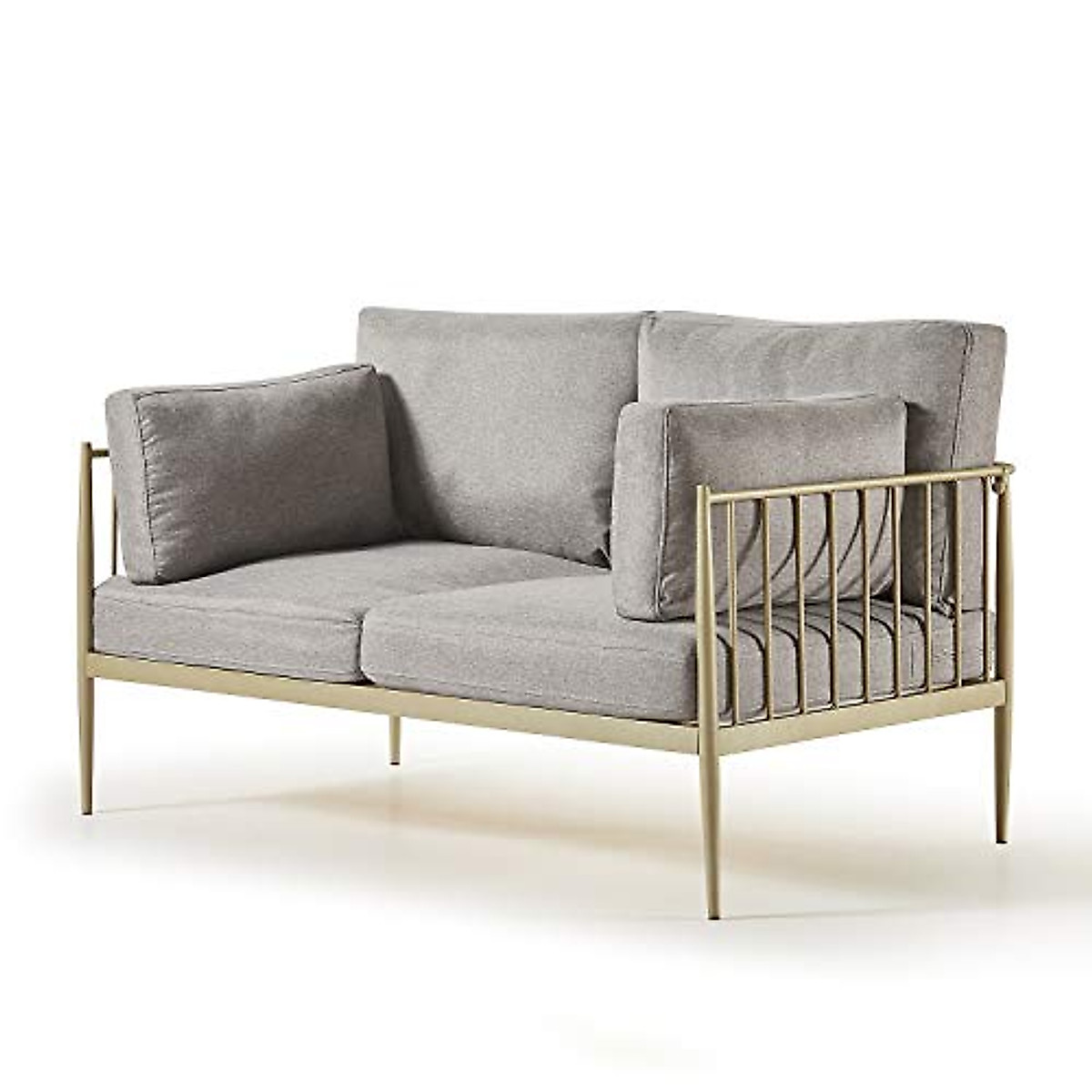 ZINUS Janelle Gold Metal Loveseat / Steel Framework with Upholstered Cushions / Easy Assembly