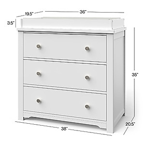 Child Craft Cottage Curve Crib and Dresser Nursery Set, 3-Piece, Includes 4-in-1 Convertible Crib, 3 Drawer Dresser, and Changing Table Topper, Grows with Your Baby (Dapper Gray)