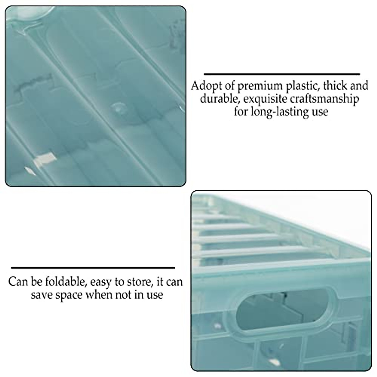 ULTECHNOVO Cubby Storage Organizer Foldable Storage Box with Lid- Large Box Organizer Stackable Cube Folding Crate for Home Office Clear Container