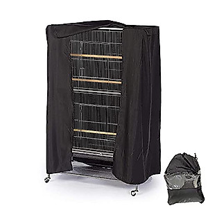 COOSOO Bird Cage Covers for Night Large Birdcage Protection Blackout Breathable Washable Waterproof Material Universal Fit Black