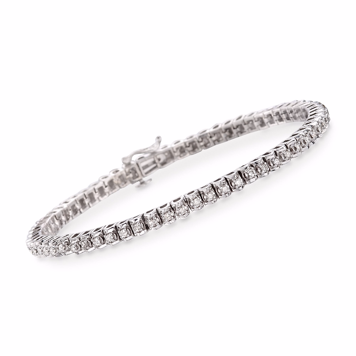 Ross-Simons 1.00 ct. t.w. Diamond Tennis Bracelet in Sterling Silver. 7.25 inches