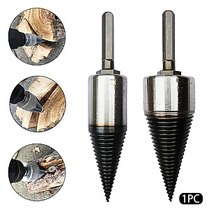 Wood Splitting Drill Bit,Black High Carbon Steel Hex Shank High Speed Twist Firewood Drill Bit,32/42mm Heavy Duty Wood Splitter Drill Bits,for Family, Outdoor, Camping, Farm