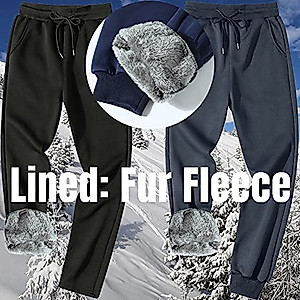 GXAMOY Men's Winter Fleece Pants Sherpa Lined Sweatpants Active Warm Thick Jogger Pants Khaki(906) L