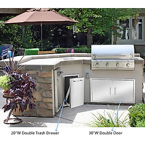 yuxiangBBQ Pull-Out Double Trash Drawer Stainless Steel Outdoor Kitchen Trash Drawer Storage for Two 10 Gallon Commercial Wastebaskets