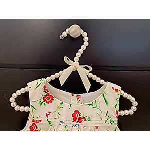 Pearl Clothes Beads Hangers for Kids Baby Girl Infant Toddler Childerns for Fancy Dress Closet Hanger Elegant Gift Ideas Metal Hangers (5 Pack) White