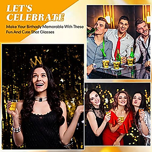 Nuogo 100 Pcs Happy Birthday Plastic Shot Glasses Birthday Party Favors Celebrate Birthday 2 oz Cheer Cups for Birthday Anniversary Wedding Party Supplies