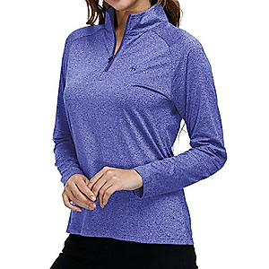 AjezMax Long Sleeve Running Shirts Womens Half Zip Pullover Athletic Workout Tops Sky Blue S