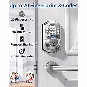 Fingerprint Door Lock: TEEHO TE002W Smart Lock, Built-in WiFi Keyless Entry Door Lock Deadbolt, Easy Installation, BHMA Cert, Satin Nickel