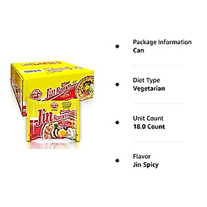 [OTTOGI] Jin Ramen, Spicy Flavor - Korean Instant Ramen Noodle, Best Tasting Soup Traditional Instant Ramen (120g) -18 Pack