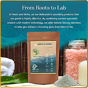 Neem & Fennel Hair Removal Mask - Bikini Hair Removal for Women’s & Men’s Legs, Underarm, & Chest,- Depilatory Powder Body Hair Remover with Ayurvedic Herbs for All Skin Types - Roots & Herbs, 2.47oz