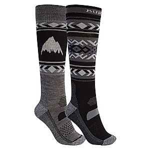 Burton Womens Performance Lightweight Sock 2Pk, True Black, Medium/Large