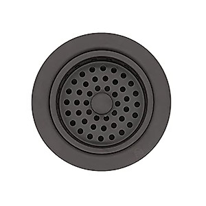 Westbrass D2165-62 Post Style Large Kitchen Basket Strainer with Waste Disposal Flange and Stopper, Matte Black
