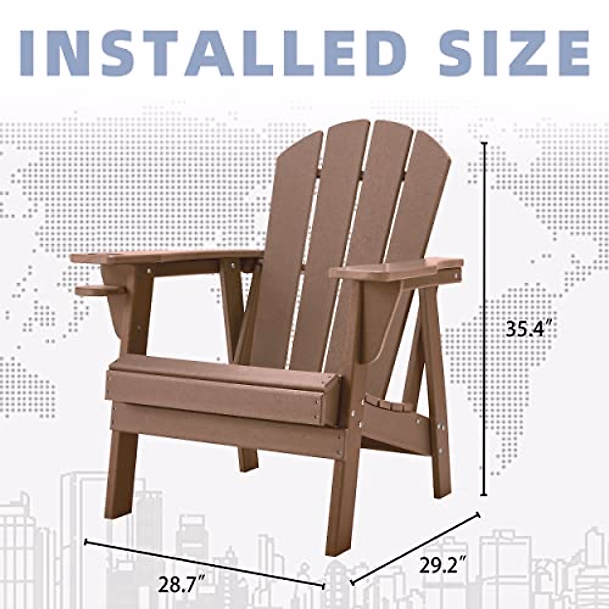 Restcozi Adirondack Chairs, HDPE All-Weather Adirondack Chair, Fire Pit Chairs (Traditional, Teak)