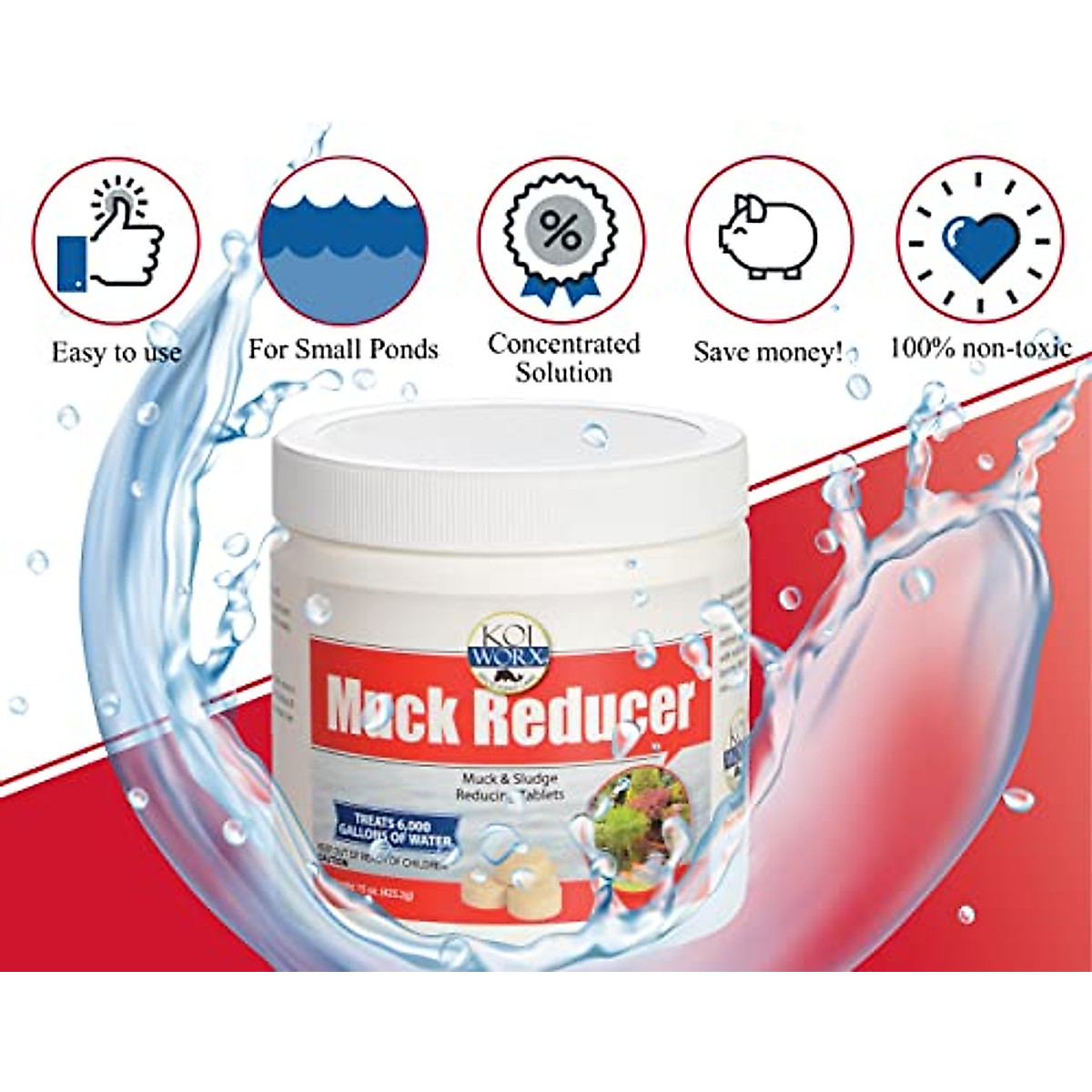 KoiWorx Muck Reducer, 145 Tablets Treats up to 6,000 Gallons of Water, Beneficial Bacteria Reduces Muck, Sludge and Organic Build up, Formulated for Ponds, Water Features and Safe for Koi