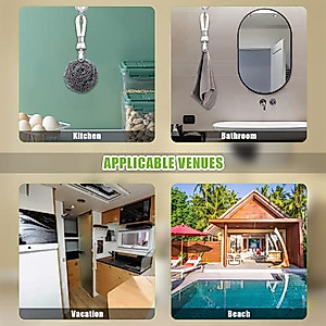 6 Pack Towel Hook Holder Braided Cotton Loop Towel Hangers Metal Clip Towel Hangers Rack Hand Towel Hook Tea Towel Holders for Kitchen Bathroom Ivory