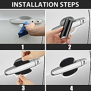 BRAVECOW 4PCS Universal 3D Car Door Handle Protector Film Carbon Fiber Waterproof Anti-Scratch Sticker Paint Guard for Car Vehicle