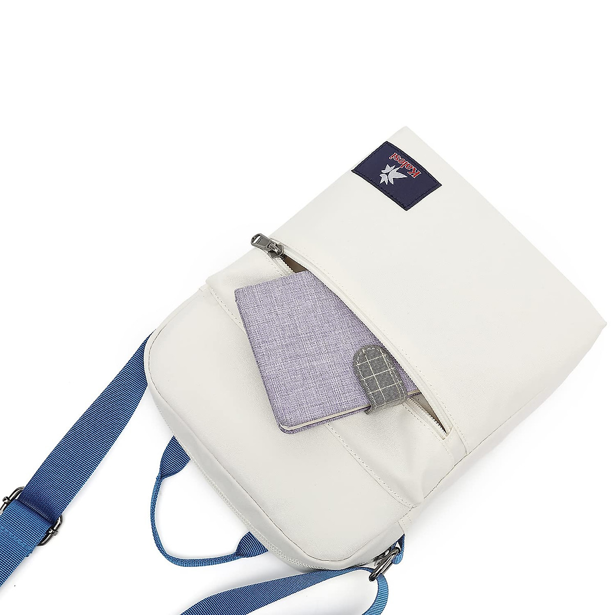 Kalesi Small Canvas Crossbody Bag and Purse Set for Girls and Women (Sea salt white)