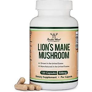 Lions Mane Supplement Mushroom Capsules (Two Month Supply - 120 Count) Lions Mane Mushroom for Brain Support and Immune Health (Third Party Tested, Grown and Encapsulated in The USA) by Double Wood