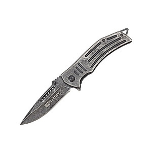 Wartech PML104 Milspec Tactical Assisted Open Pocket Knife with Stonewashed Handle and Blade, 8"