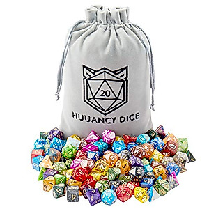 DND Dice Set (140 Pieces), Huuancy Polyhedral Dice for Dungeons and Dragons DND RPG MTG Table Games with 1 Large Flannel Bag, 20 Colors