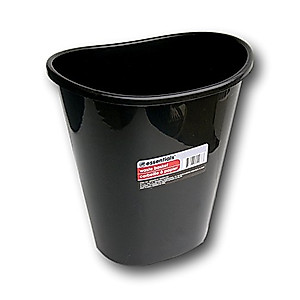 Greenbrier International Essentials Black Plastic Oval Wastebasket - 7 Qt.