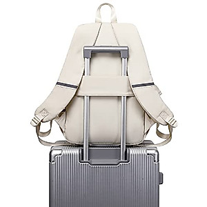 abshoo Big Student Laptop Backpack For College Women Middle High School Teen Girls Bookbag Travel Daypack (Beige)