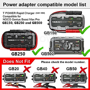 T POWER Fast Quick Charger for NOCO GB150 GB250 GB251 GB500 XGC4 UltraSafe Lithium Jump Starters Ac Dc Adapter Power Supply