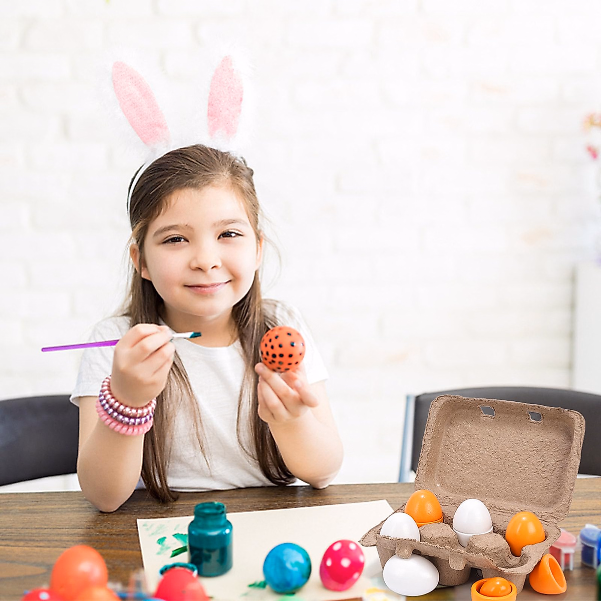 HANSGO Wooden Easter Eggs, 6PCS Pretend Play Food Play Kitchen for Kids Early Development Learning