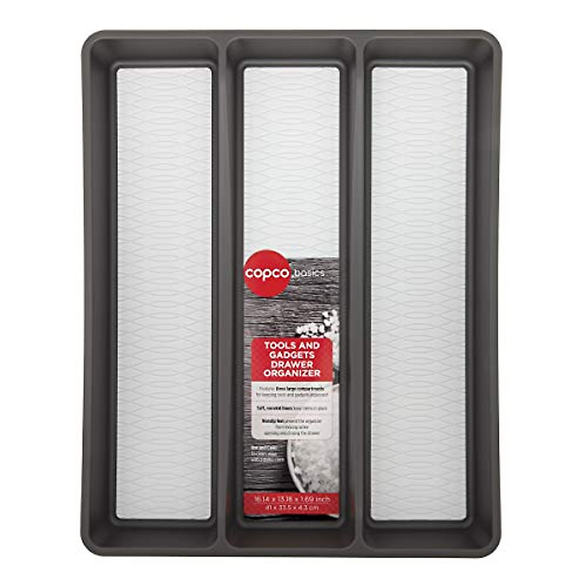 Copco Basics 3 Compartment Organizer, Charcoal Gray/Light Gray