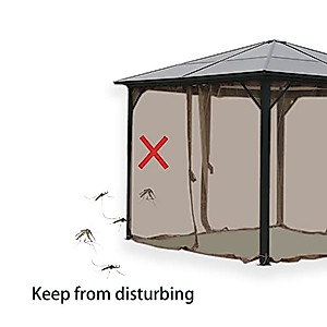 Garden lucky Replacement Gazebo Mosquito Netting 4 Panels for Patio Garden Backyard (10'x10', Khaki, Only Netting)
