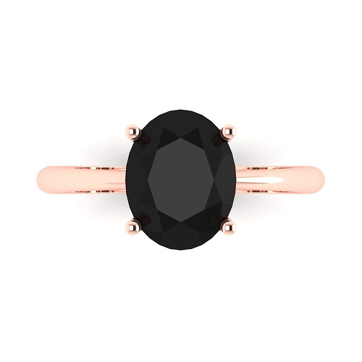 2.5ct Oval Cut Solitaire Genuine Natural Black Onyx Wedding Bridal Designer Anniversary Engagement Ring 14k Rose Gold 5.75