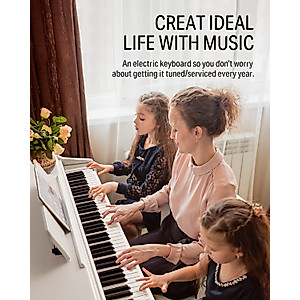 Donner DDP-100 88-Key Weighted Action Digital Piano, Beginner keyboard piano Bundle with Furniture Stand, Power Adapter, White
