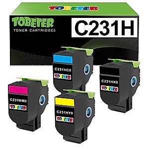 ToBeter Remanufactured C231H Toner Replacement for Lexmark C231HK0 C231HC0 C231HM0 C231HY0 Toner Cartridge for C2325 C2325dw C2425 C2535 C2640 MC2325adw C2425dw C2535dw Printers (BK/C/M/Y, 4 Pack)