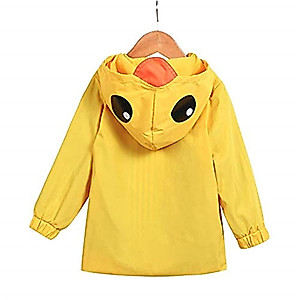 CM C&M WODRO Toddler Baby Boy Girl Duck Rain Jacket Cute Cartoon Yellow Raincoat Hoodie Kids Coat Fall Winter School Outfit (Yellow, 90 (2T))