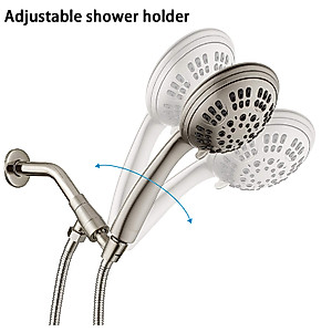 G-Promise Metal Shower Head Holder for Hand Held Showerhead, Adjustable Bracket, Shower Arm Adapter, Universal Shower Arm Mount, Brushed Nickel Finish