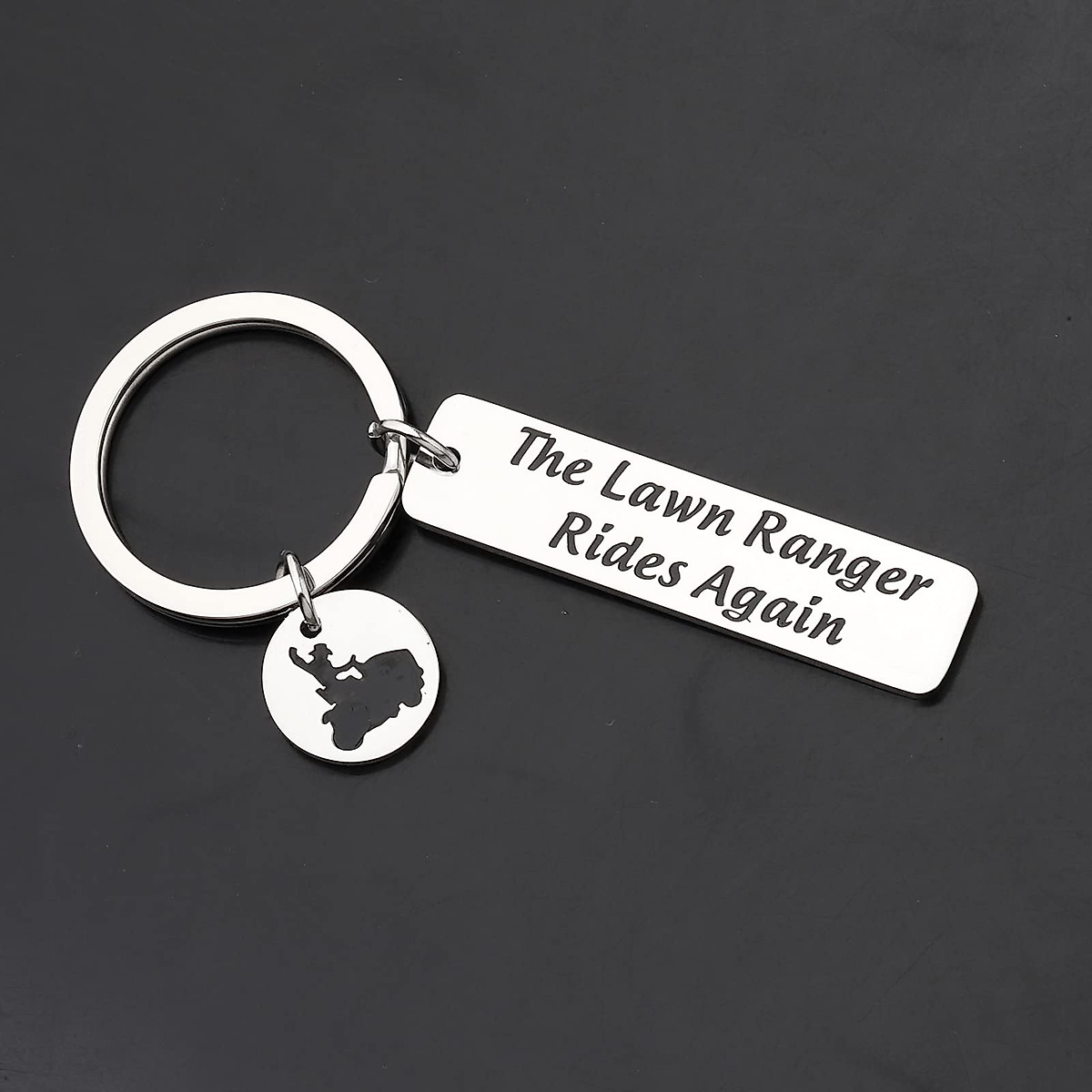 POTIY Lawn Enforcement Gift Mowing the Lawn Jewelry the Lawn Ranger Rides Again Keychain Outdoors Keychain Father's Day Keychain (keychain)