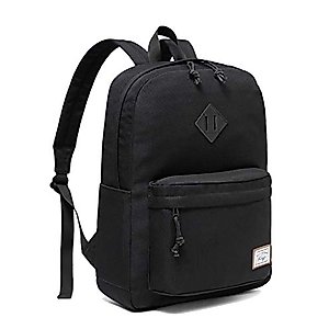 Kasqo Lightweight School Backpack, Large Capacity Water-Resistant Casual College Bookbag for Men Women Teen Girls Boys, Black