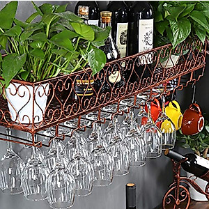 Wine Racks Metal Iron Wine Rack Upside Down Glass Holder Insert Glass Frame Hanging Wine Rack Shelf Creative Tall Cup Holder Glassware Rack (Size : L60*W25cm)