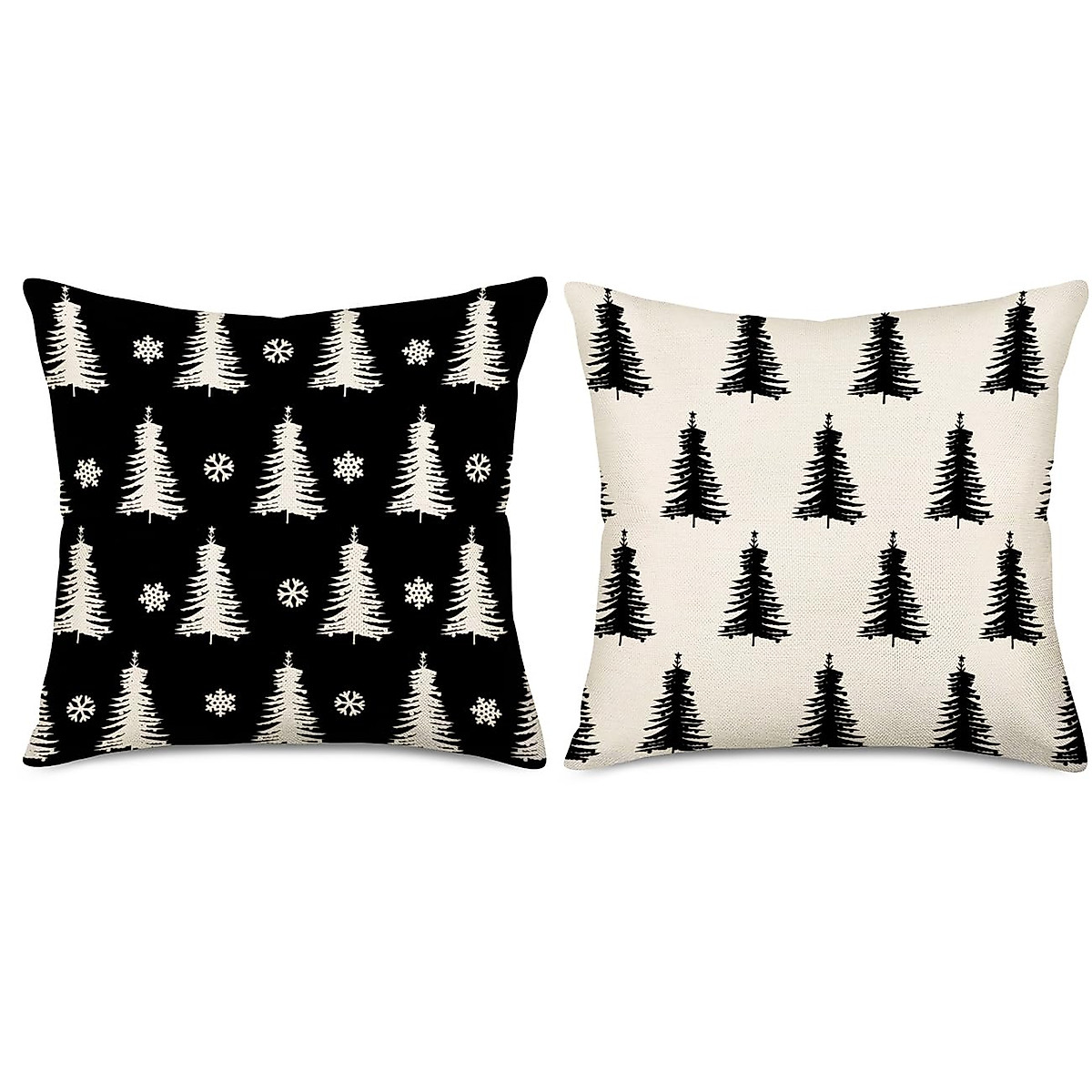 Easternproject Black and White Christmas Tree Decorations Pillow Covers 24x24 Inch Set of 2 Merry Christmas Trees Snowflake Throw Pillow Cover Xmas Winter Holiday Farmhouse Decor Cushion Case