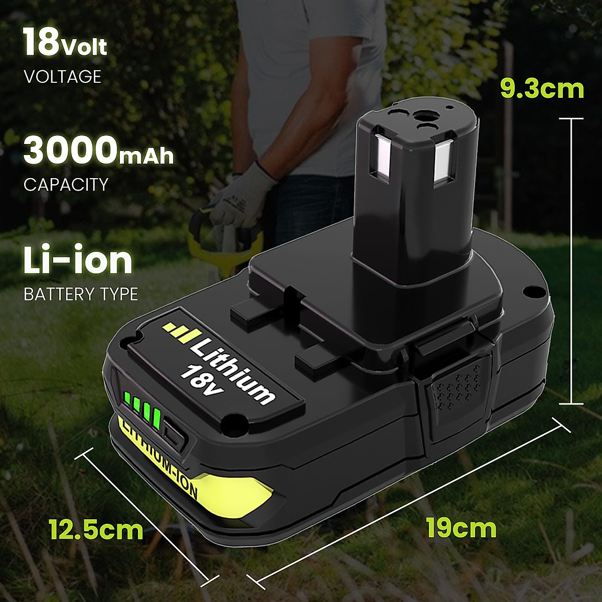 2 Packs 3.0Ah P102 Battery & P117 Charger Replacement for Ryobi 18V Battery and Charger Combo Compatible with Ryobi 18 Volt Battery Li-ion P102 P103 P104 P105 P107 P109 P108 P190 P122 P118(Red)