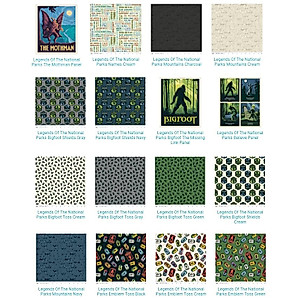 Riley Blake 36"" X 44"" Panel Bigfoot Legends of The National Parks The Missing Link Fantasy Cotton Fabric Panel (PD15063-PANEL), Green