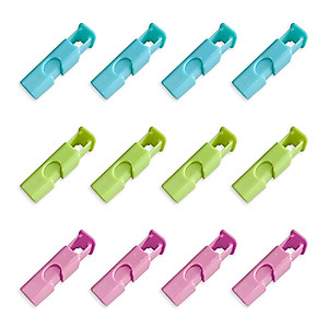 12Pcs Squeeze Bread Bag Clips, Food Bag Cinch Clips, Good Grips Collection Bag Clip Reusable for Bagel, Nuts, Rice, Beans, Dried Fruit, Frozen Food Sealing (Blue, Green, Pink)