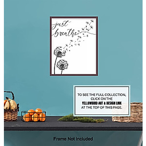 Inspiration Motivation Zen Wall Art & Decor - Just Breathe Wall Art - Encouragement Gift for Woman - Positive Quotes Wall Decor- Home Office Living room Bedroom Wall Art - Meditation Wall Art UNFRAMED