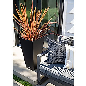 Veradek V-Resin Indoor/Outdoor Taper Planter, Set of 2 (30 inch, Black)