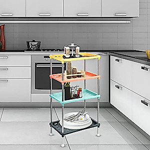 ruishetop 4-Tier Multicolor Plastic Storage Rack Easy Assembly Space Saving for Kitchen,Laundry Room,Bathroom