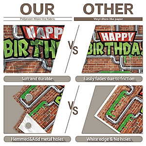 Yriujul 96x60inch Anime Kids Birthday Backdrop Cartoon Ninja Tortoise Party Banner Water Pipe Red Brick Wall Photography Background Photo Props