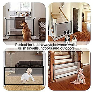 Portable Mesh Baby Gate,Black Mesh Magic Pet Dog Gate for Stairs/Doorways/Hallways Easy-Install Child's Safety Gates Folding for Indoor and Outdoor Safety Gate Install Anywhere for Dogs 43.3"x30.9"