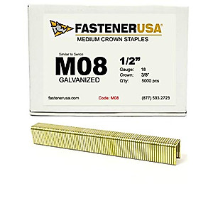 1/2" Leg x 3/8" Crown 18GA Galvanized M08 Staples 5M Box