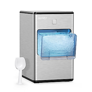 HiCOZY Nugget Ice Makers Countertop, Compact Crushed Ice Maker, Produce Ice in 5 Mins, 55LB Per Day, Self-Cleaning and Automatic Water Refill, Suitable for Home, Office (Black)
